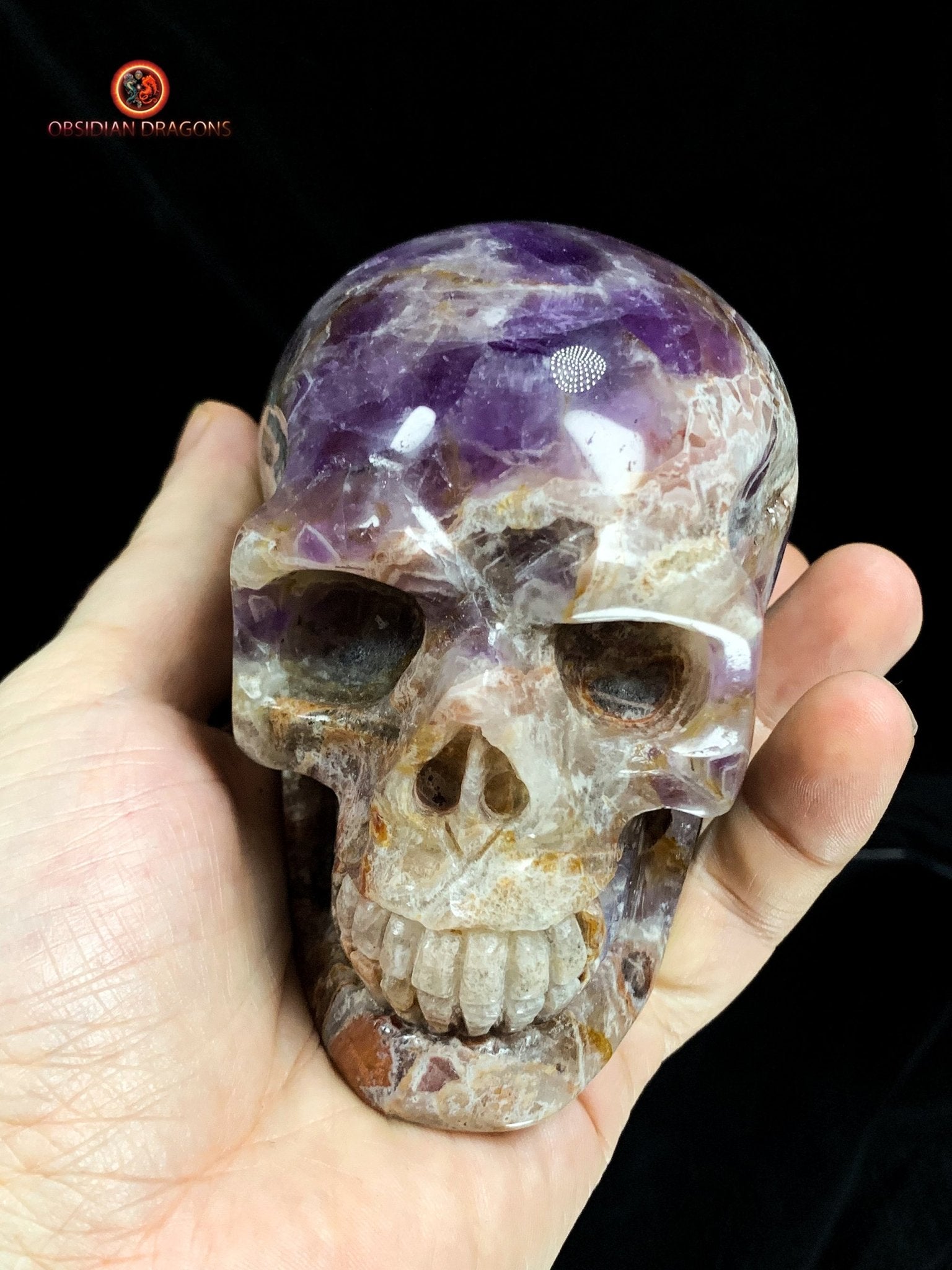 Crâne de cristal en Améthyste - Symbole de Sagesse – obsidian dragons