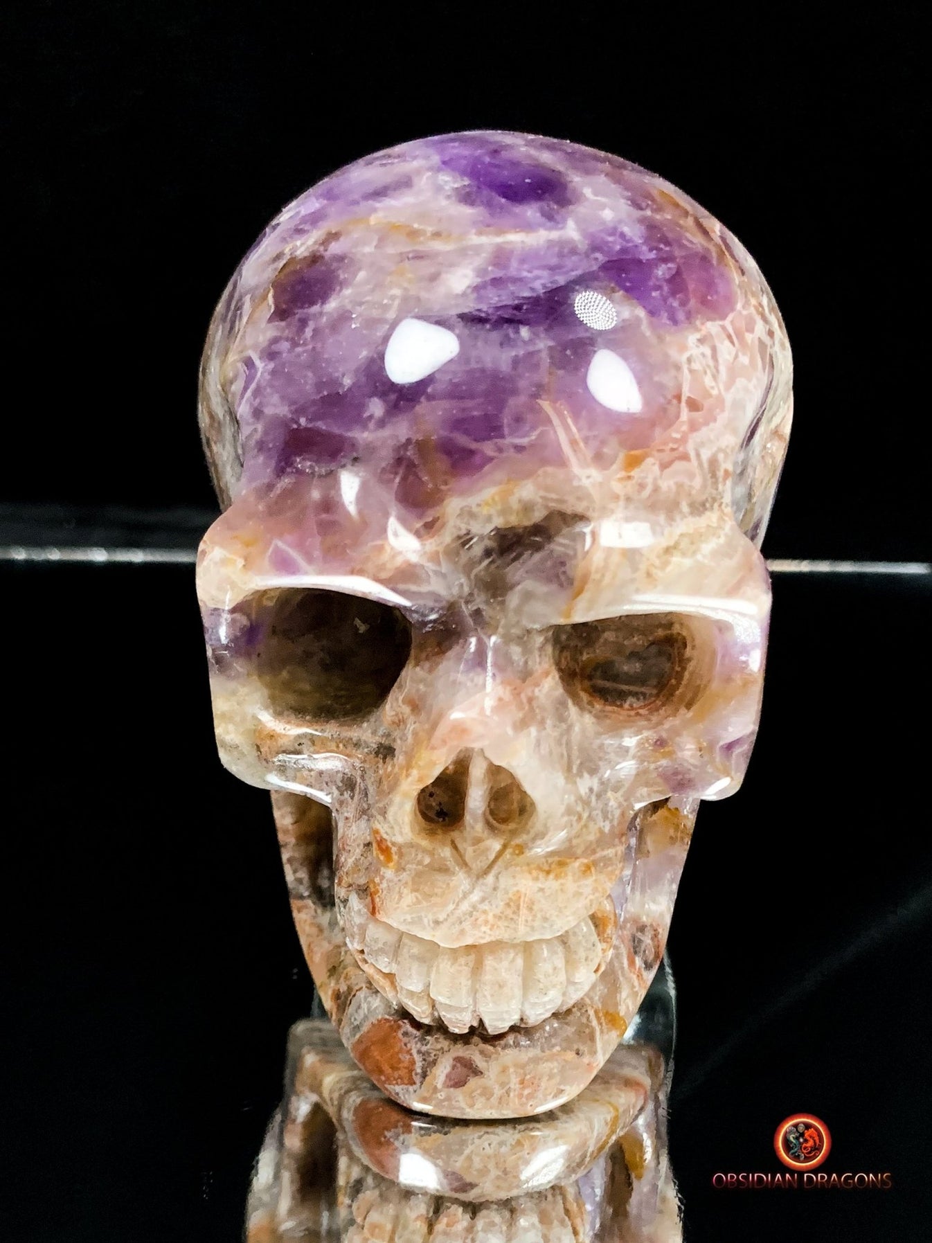 Crâne de cristal en Améthyste - Symbole de Sagesse – obsidian dragons