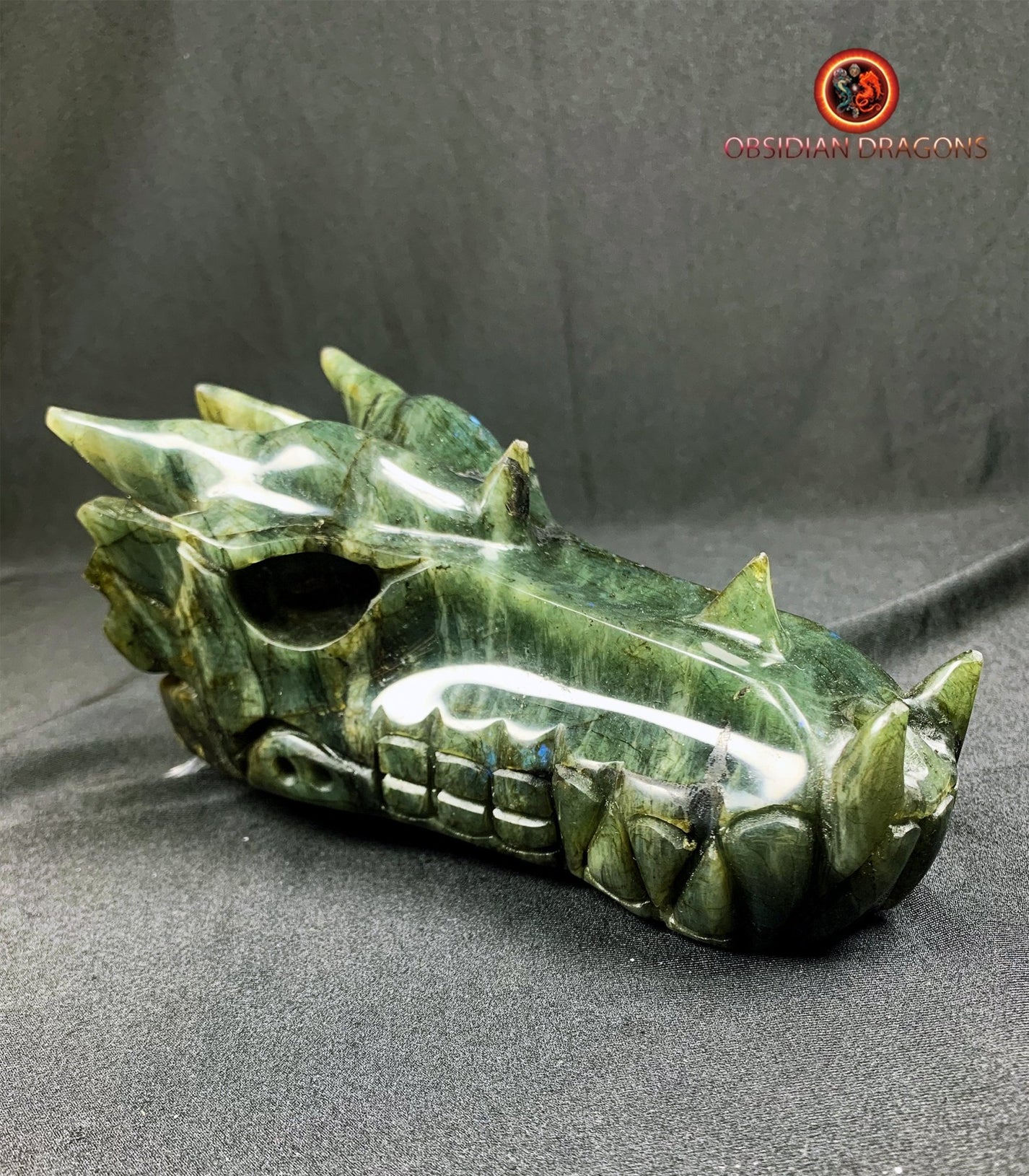 Grand crâne de dragon- Labradorite- Unique – obsidian dragons