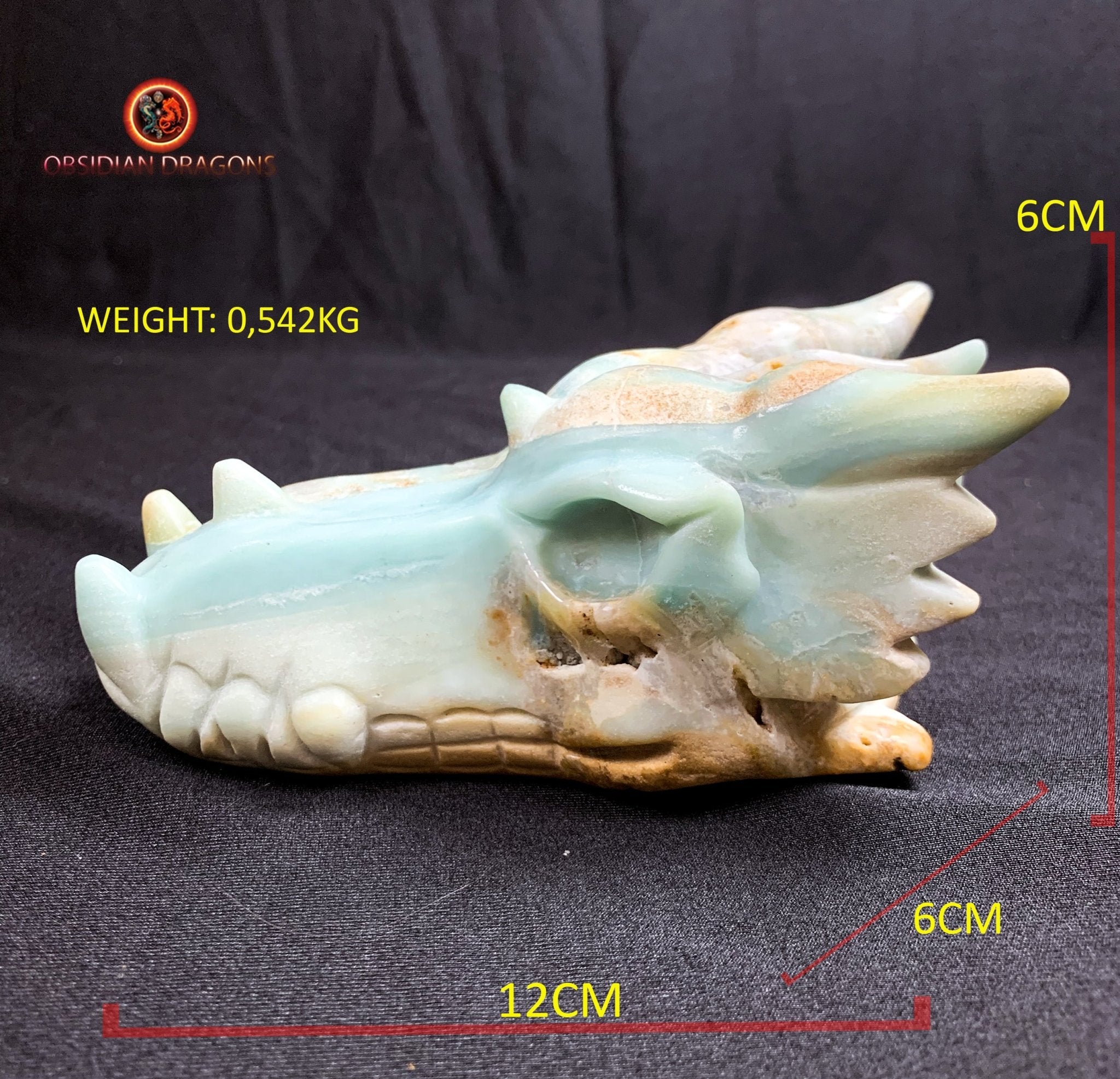 crâne de dragon- artisanal- amazonite- unique – obsidian dragons