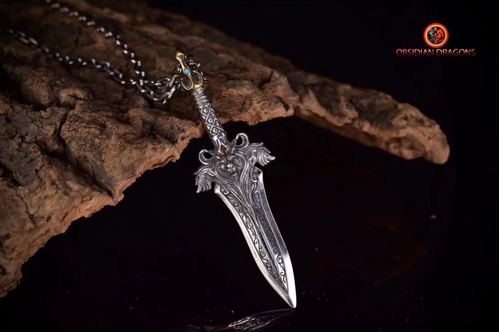 Pendentif épée- Exorcisme taoïste Fachang | obsidian dragons