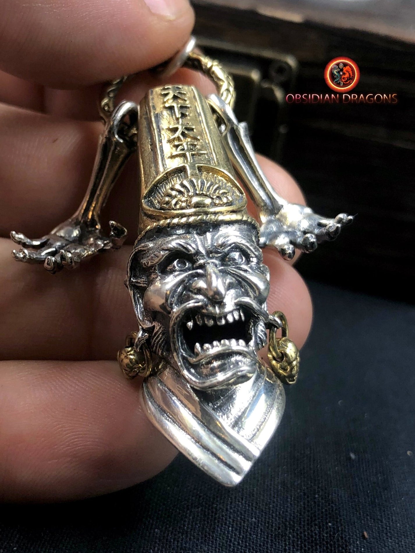Pendentif de protection Feng Shui- Hei Wu Chang – obsidian dragons