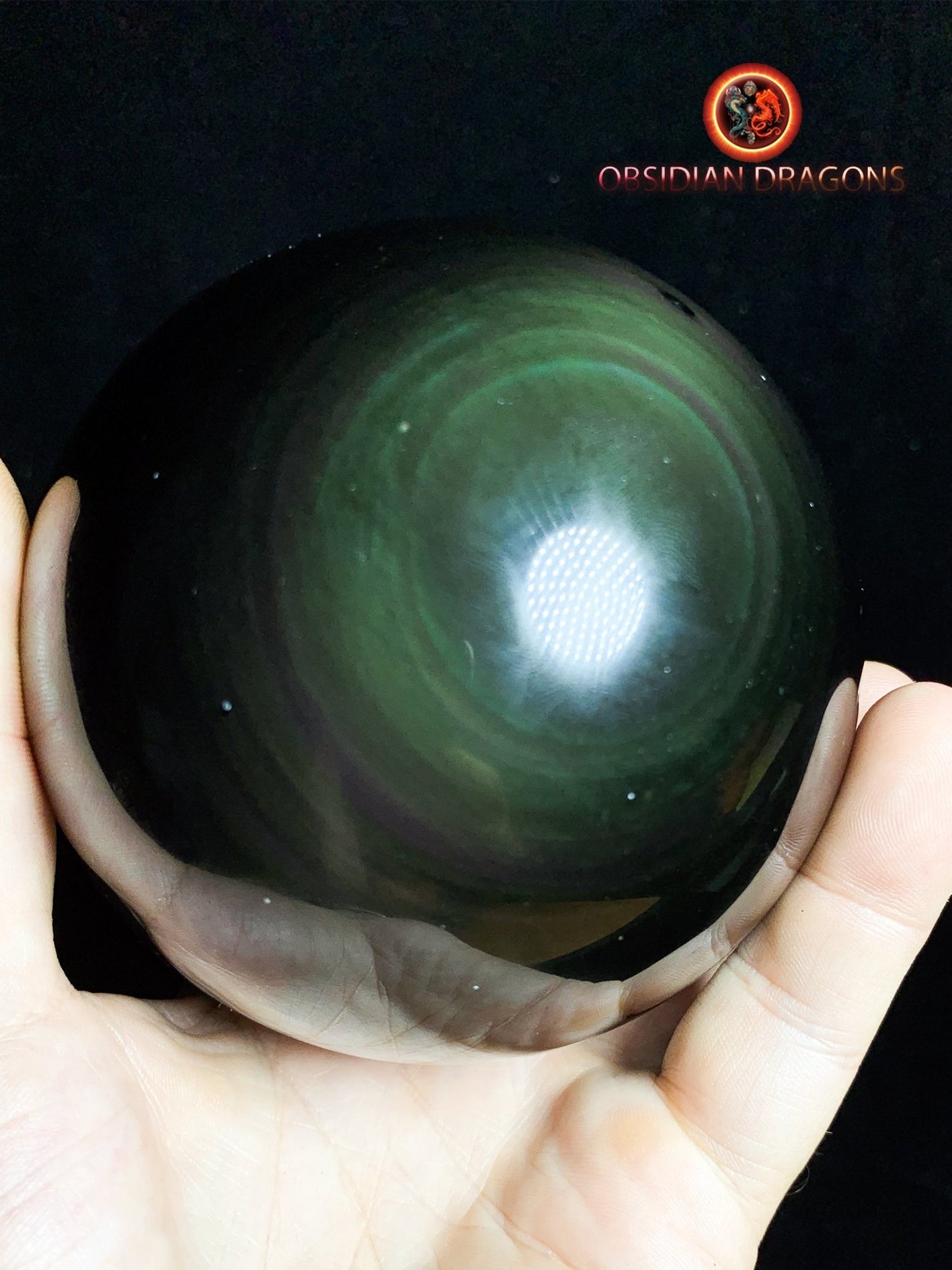 Sphère en obsidienne œil céleste - Unique - 10.9 cm – obsidian dragons
