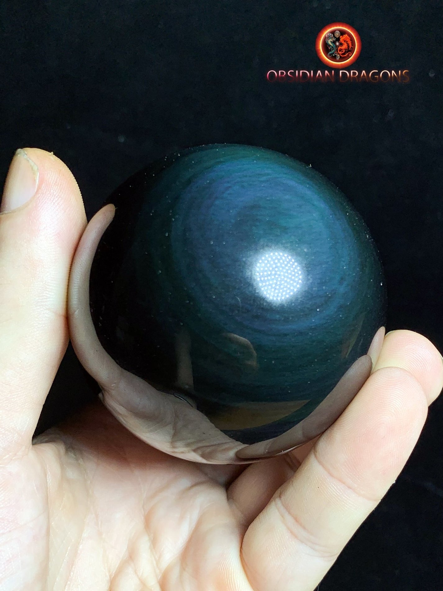Sphère en obsidienne œil céleste - Unique - 6.67 cm – obsidian dragons